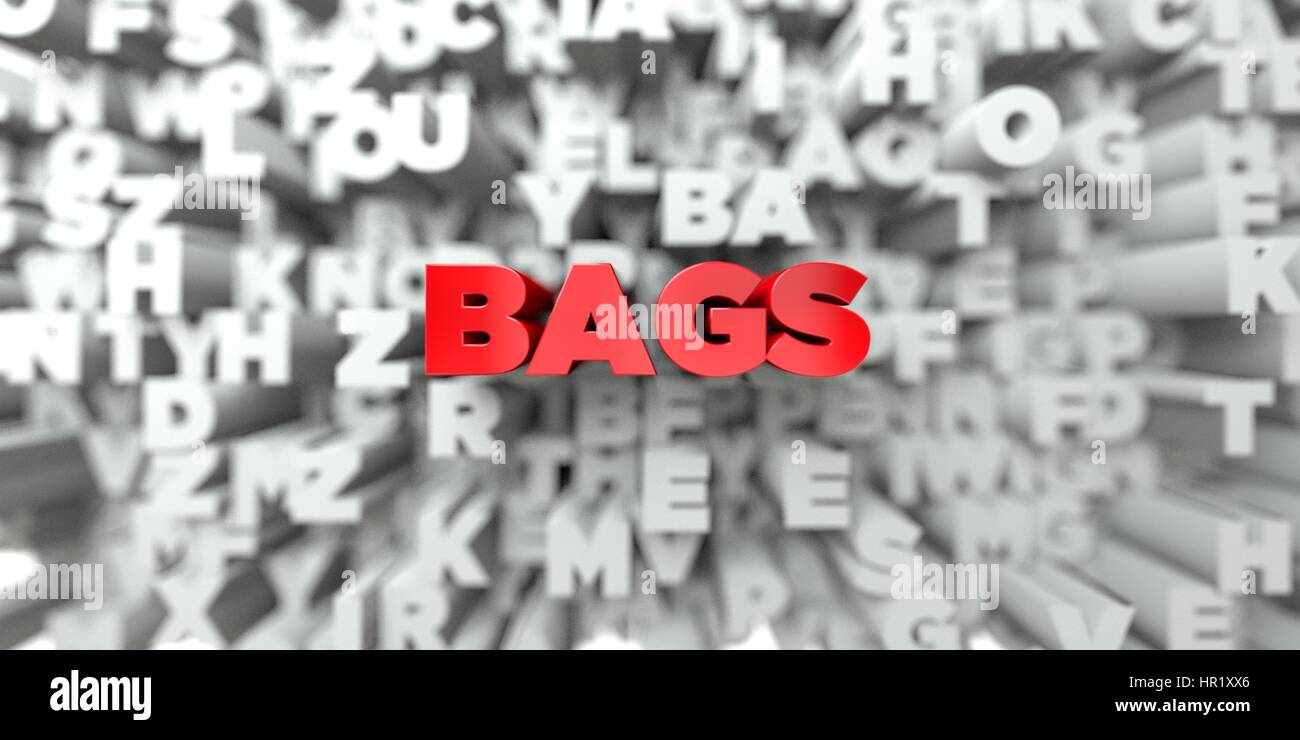 BAGS - Red text on typography background - 3D rendered royalty free ...