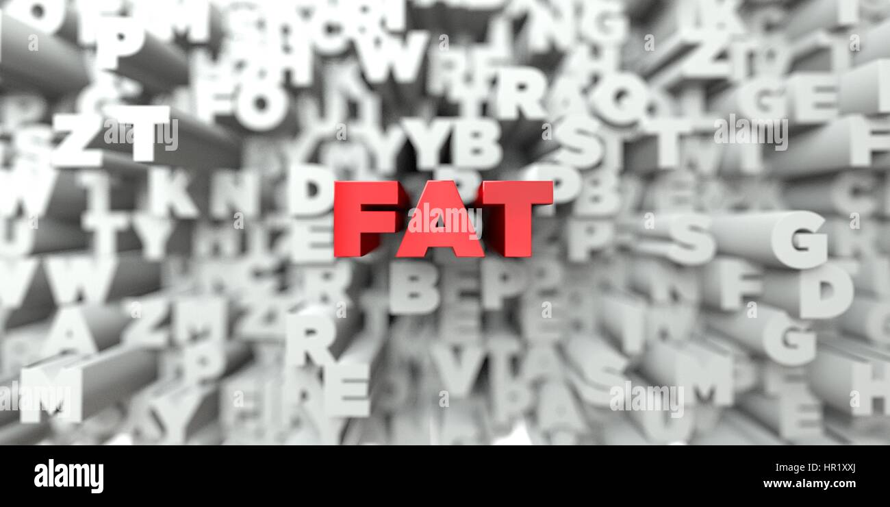 FAT - Red text on typography background - 3D rendered royalty free ...