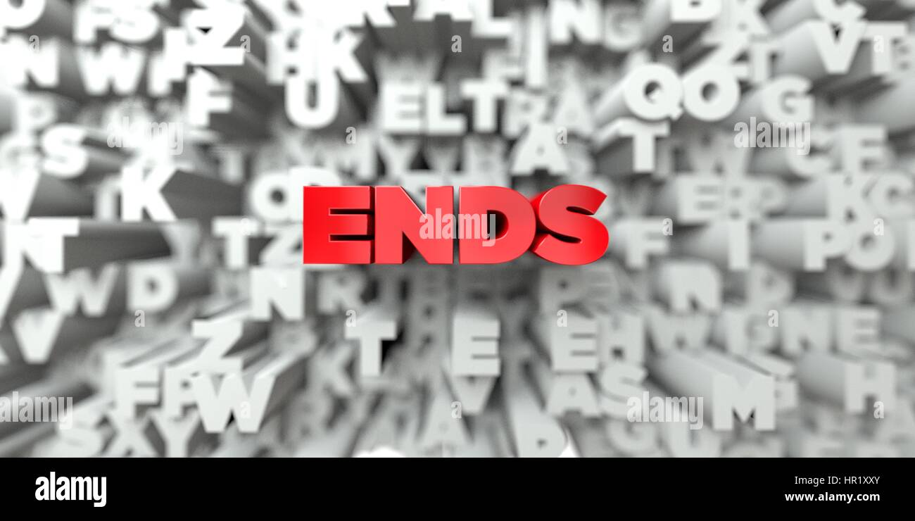 ENDS - Red text on typography background - 3D rendered royalty free ...