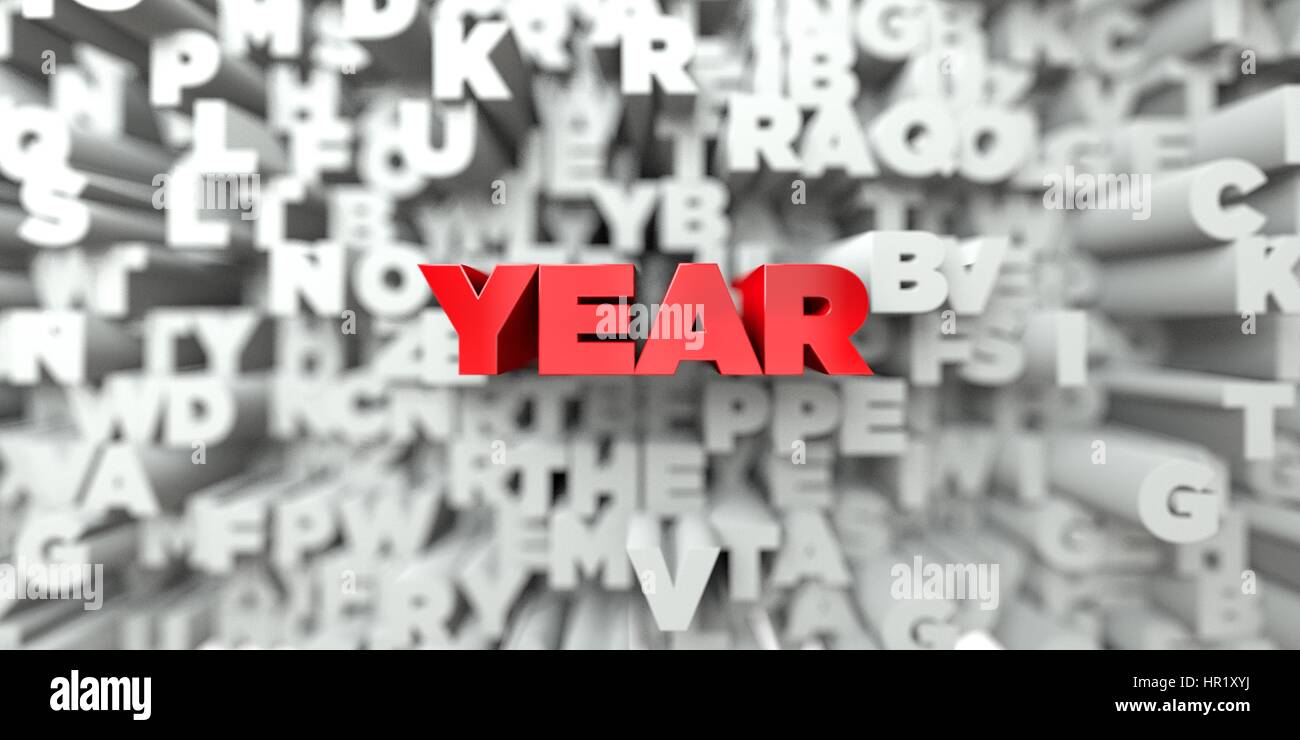 YEAR - Red text on typography background - 3D rendered royalty free ...