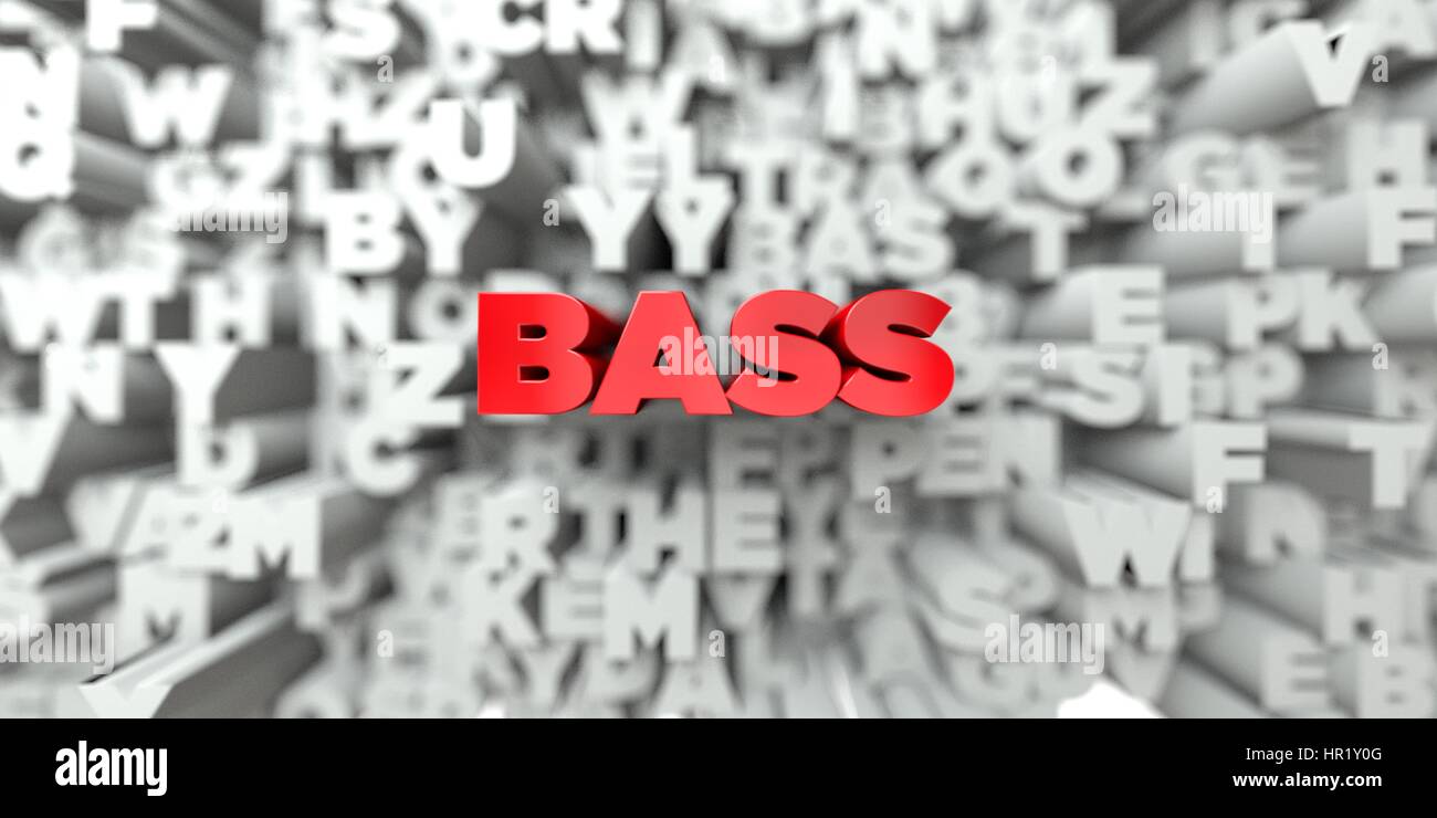 BASS - Red text on typography background - 3D rendered royalty free ...
