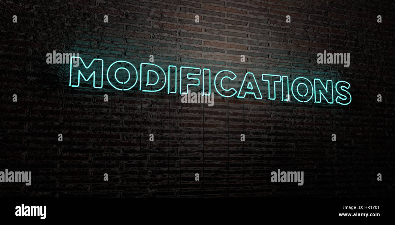 MODIFICATIONS -Realistic Neon Sign on Brick Wall background - 3D ...