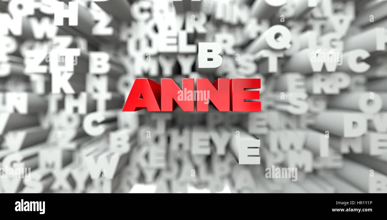 ANNE - Red text on typography background - 3D rendered royalty free ...