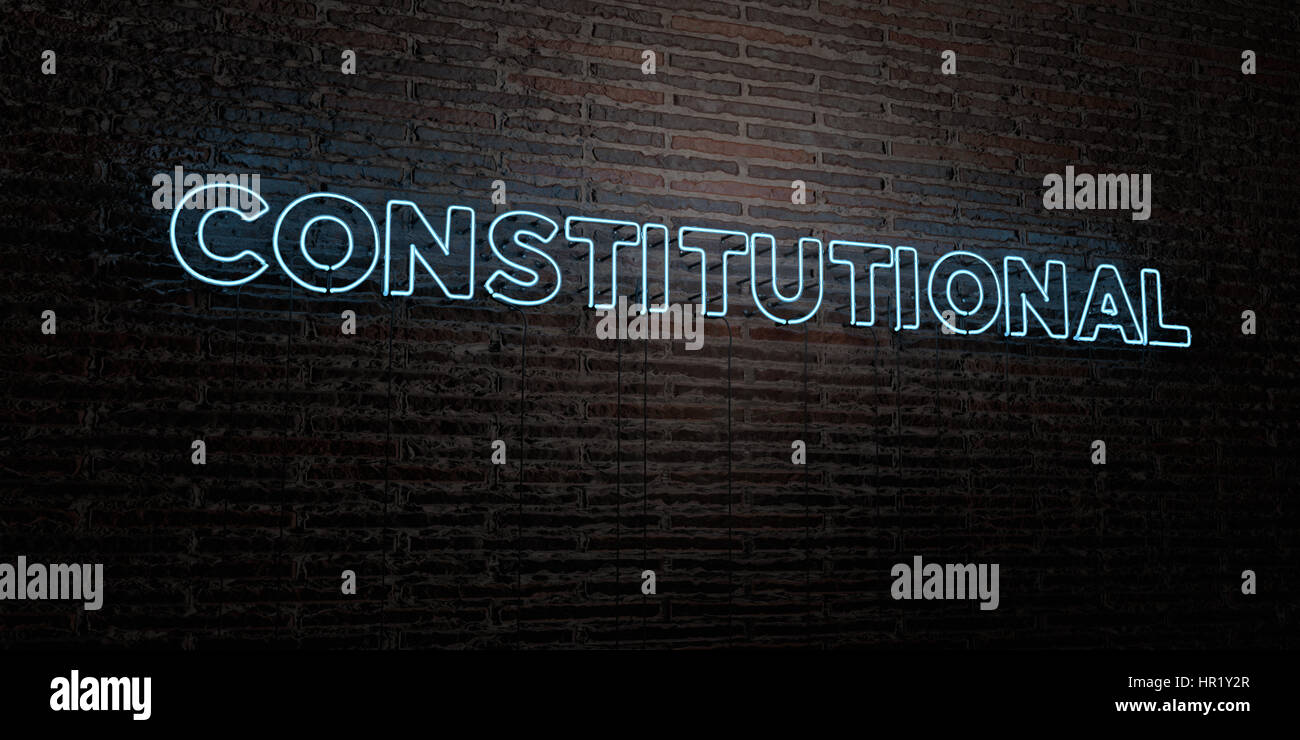 CONSTITUTIONAL -Realistic Neon Sign on Brick Wall background - 3D ...