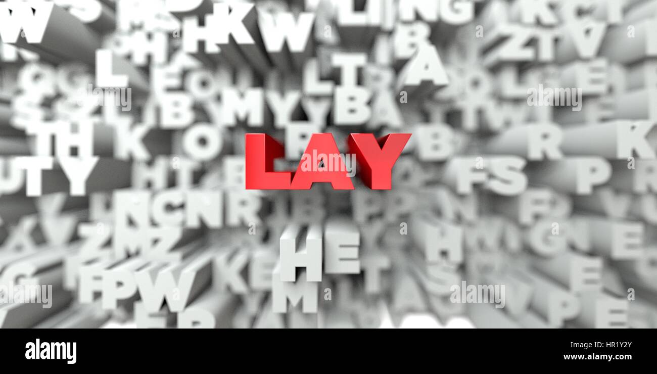 LAY - Red text on typography background - 3D rendered royalty free ...