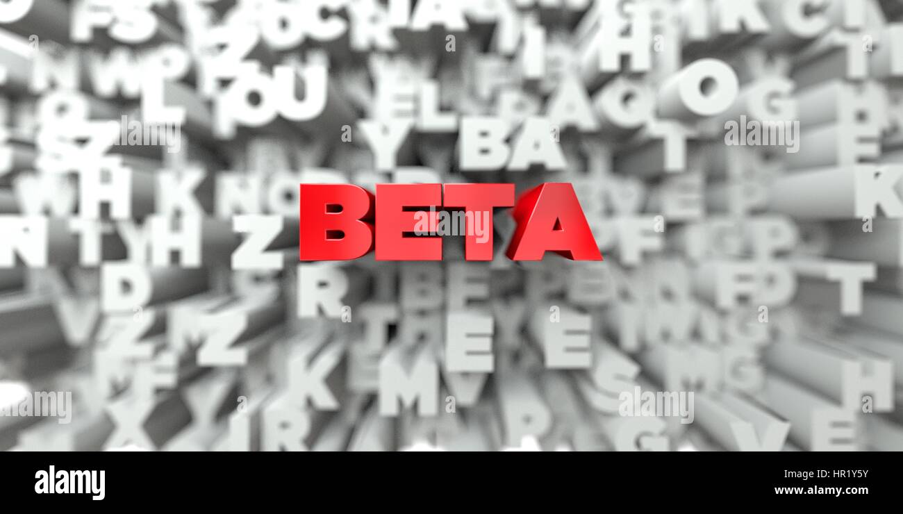 BETA - Red text on typography background - 3D rendered royalty free ...