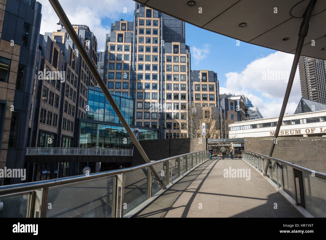 Barbican walkway, residential and performing arts centre complex, City ...