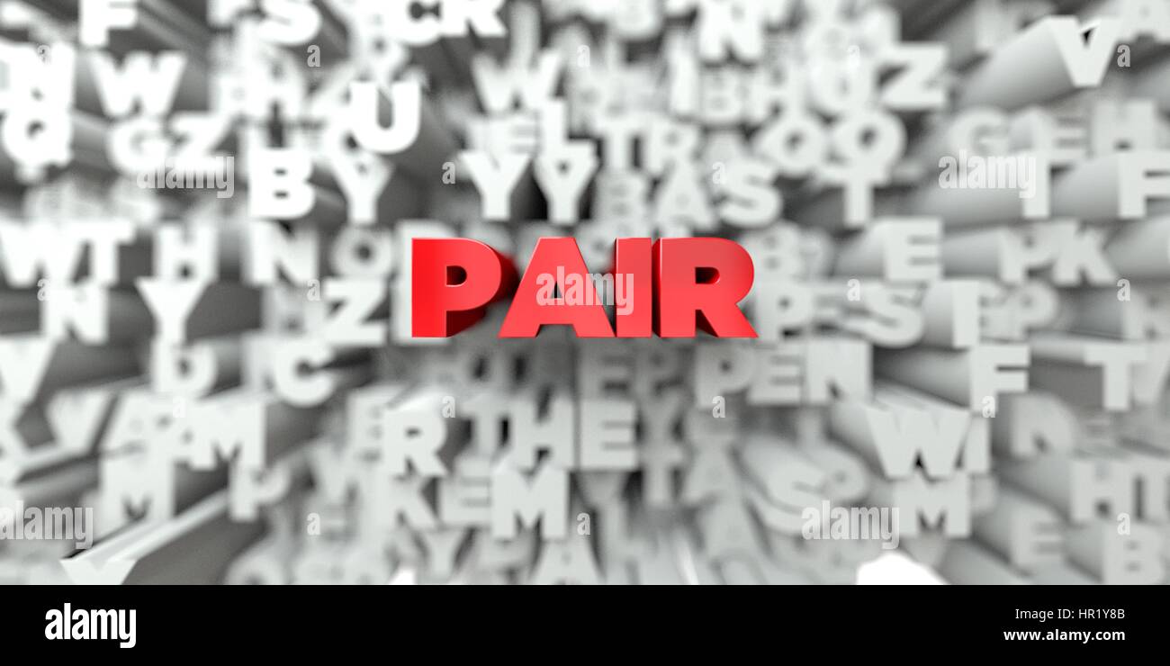 PAIR - Red text on typography background - 3D rendered royalty free ...
