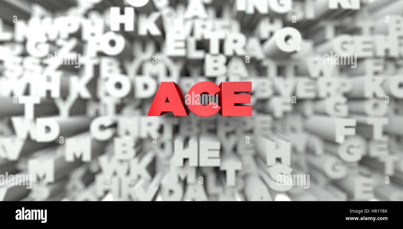 ACE - Red text on typography background - 3D rendered royalty free ...