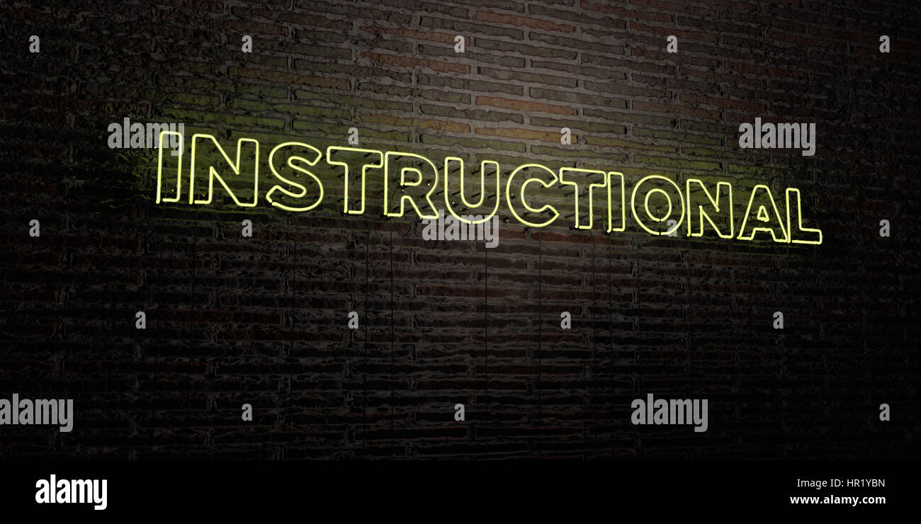 INSTRUCTIONAL -Realistic Neon Sign on Brick Wall background - 3D ...