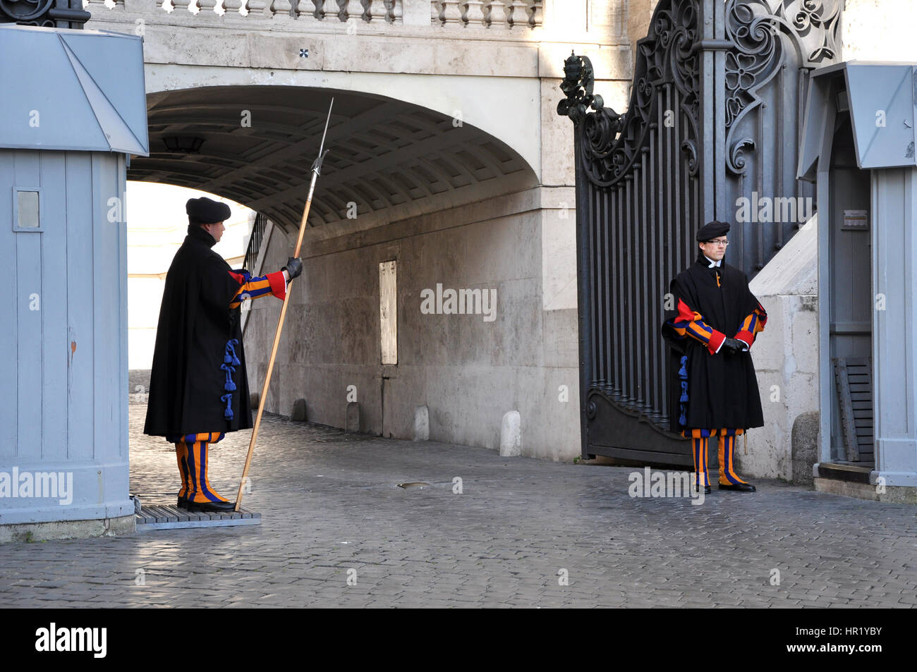 Pontifical Swiss Guard In His Traditional Uniform High Resolution Stock ...