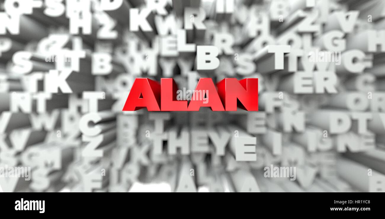 ALAN - Red text on typography background - 3D rendered royalty free ...