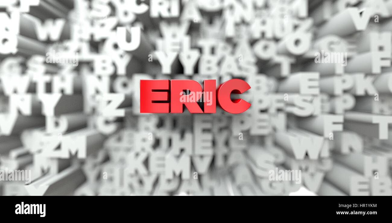 ERIC - Red text on typography background - 3D rendered royalty free ...