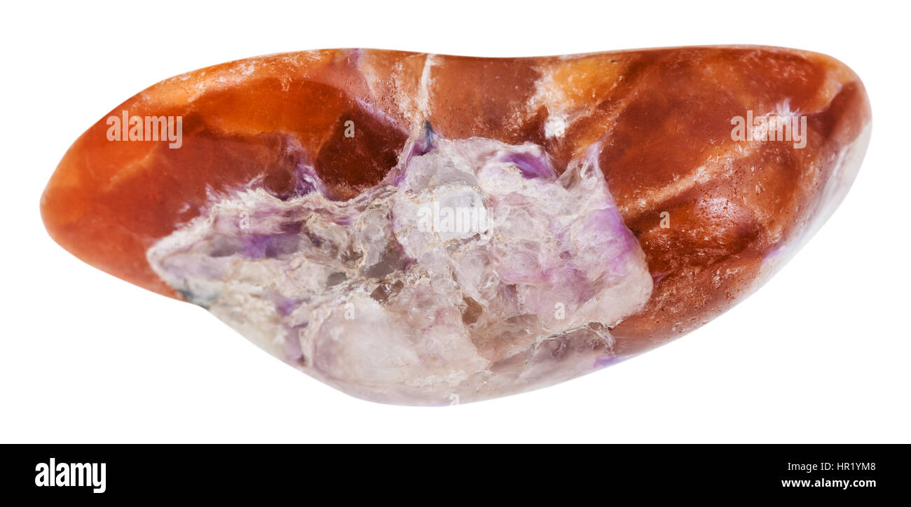 macro shooting of geological collection mineral - pebble with violet ...
