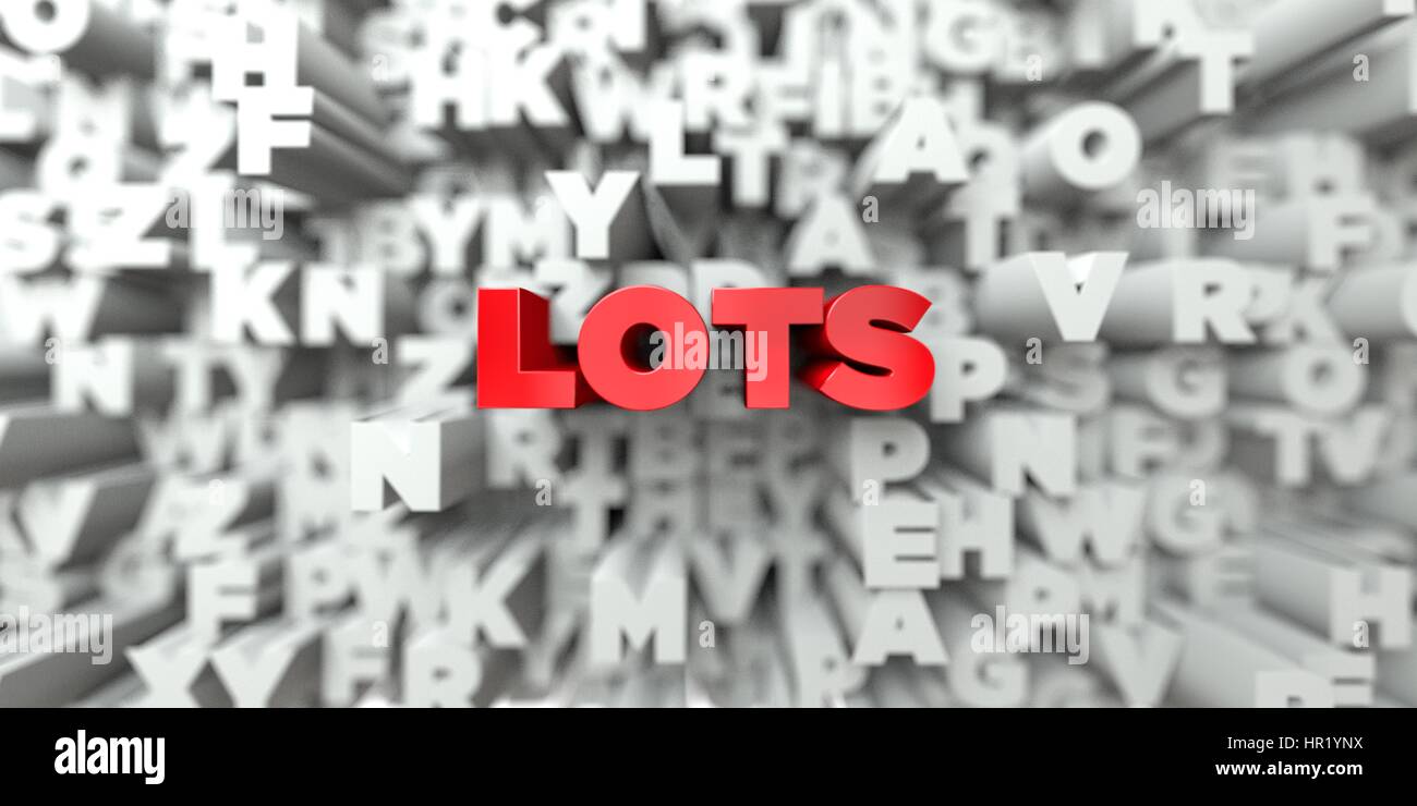 LOTS - Red text on typography background - 3D rendered royalty free ...