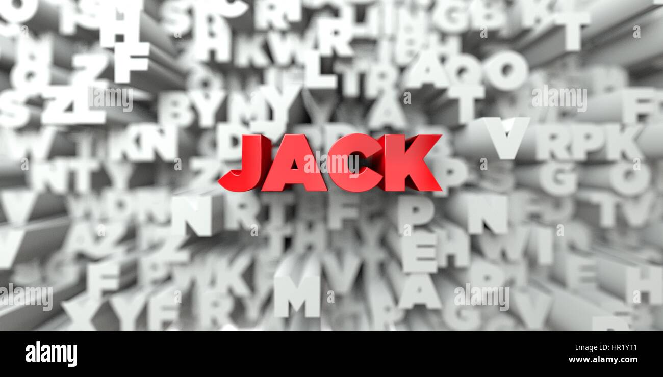 JACK - Red text on typography background - 3D rendered royalty free ...