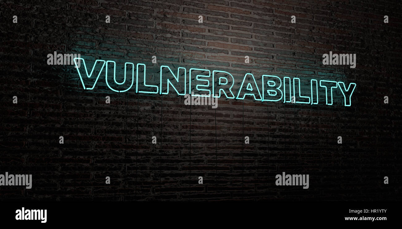 VULNERABILITY -Realistic Neon Sign on Brick Wall background - 3D ...