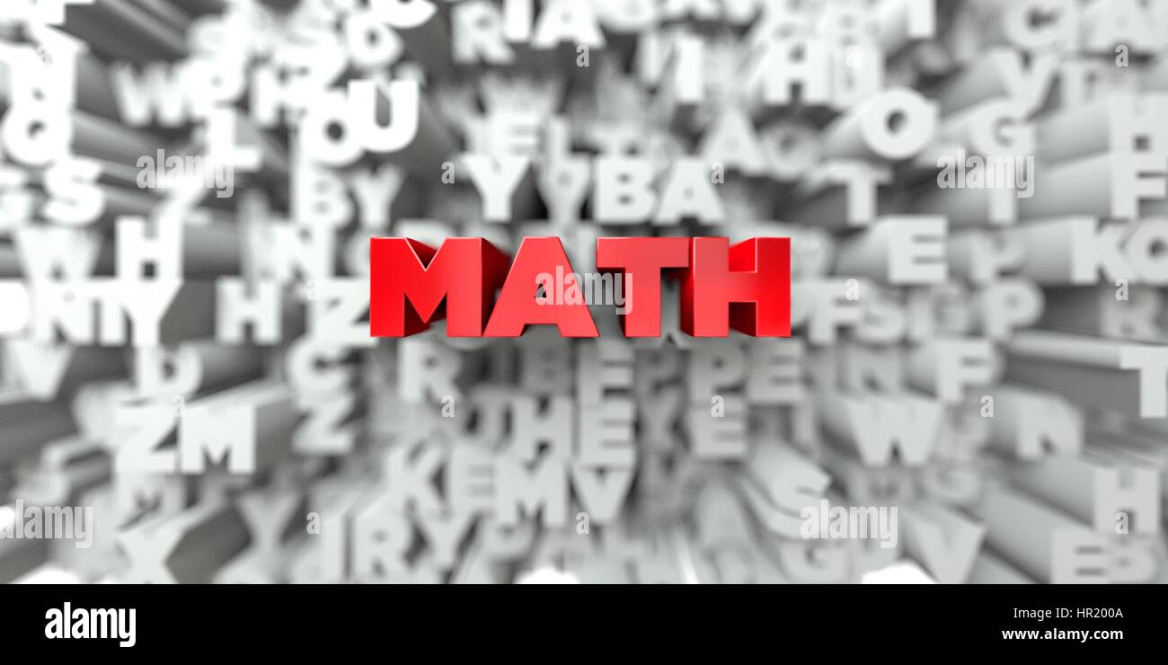 MATH - Red text on typography background - 3D rendered royalty free ...