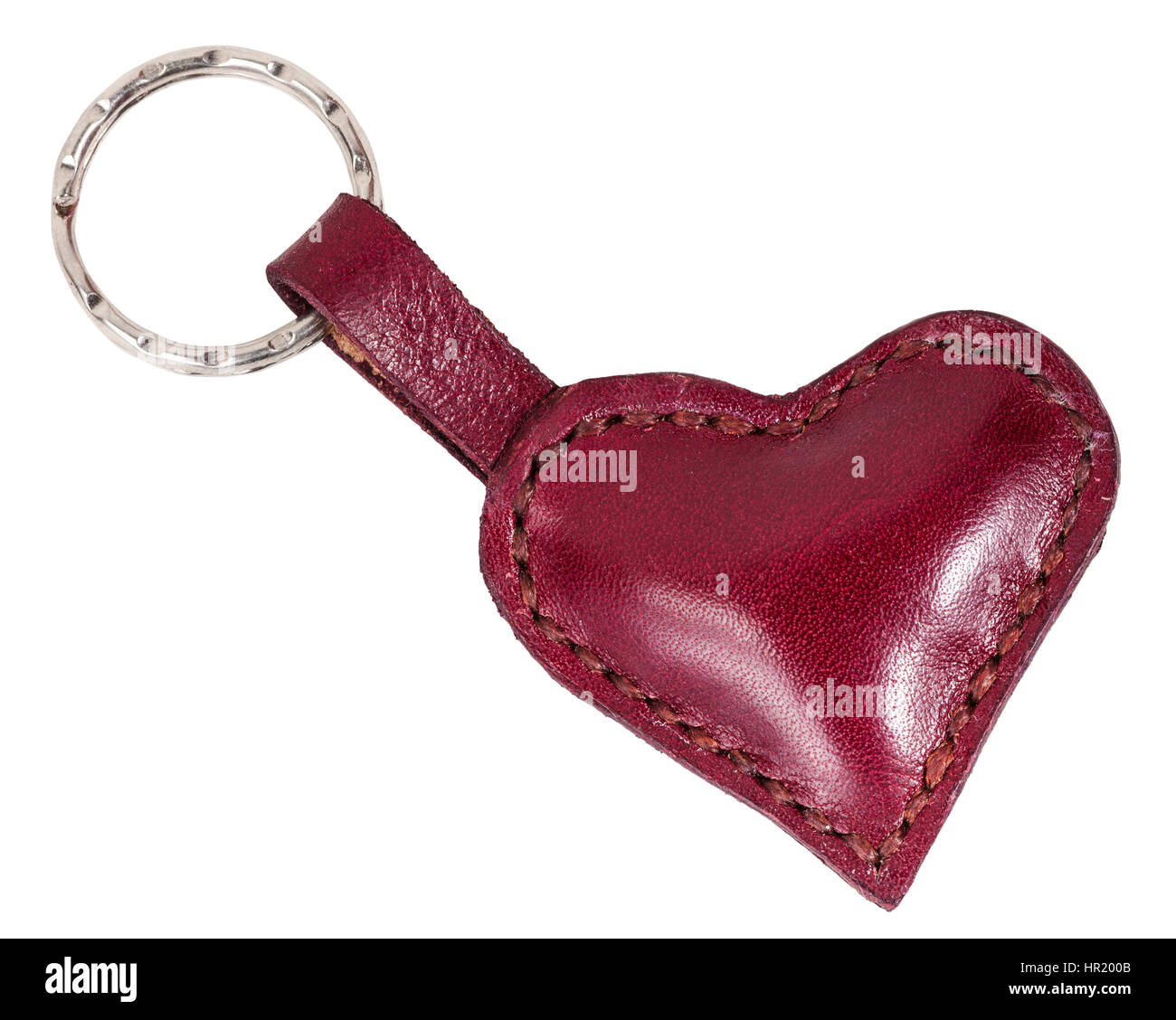 red leather heart shape keychain isolated on white background Stock ...