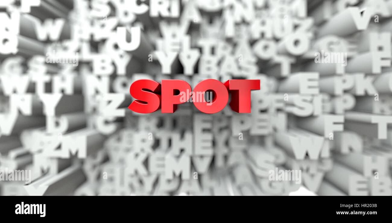 SPOT - Red text on typography background - 3D rendered royalty free ...