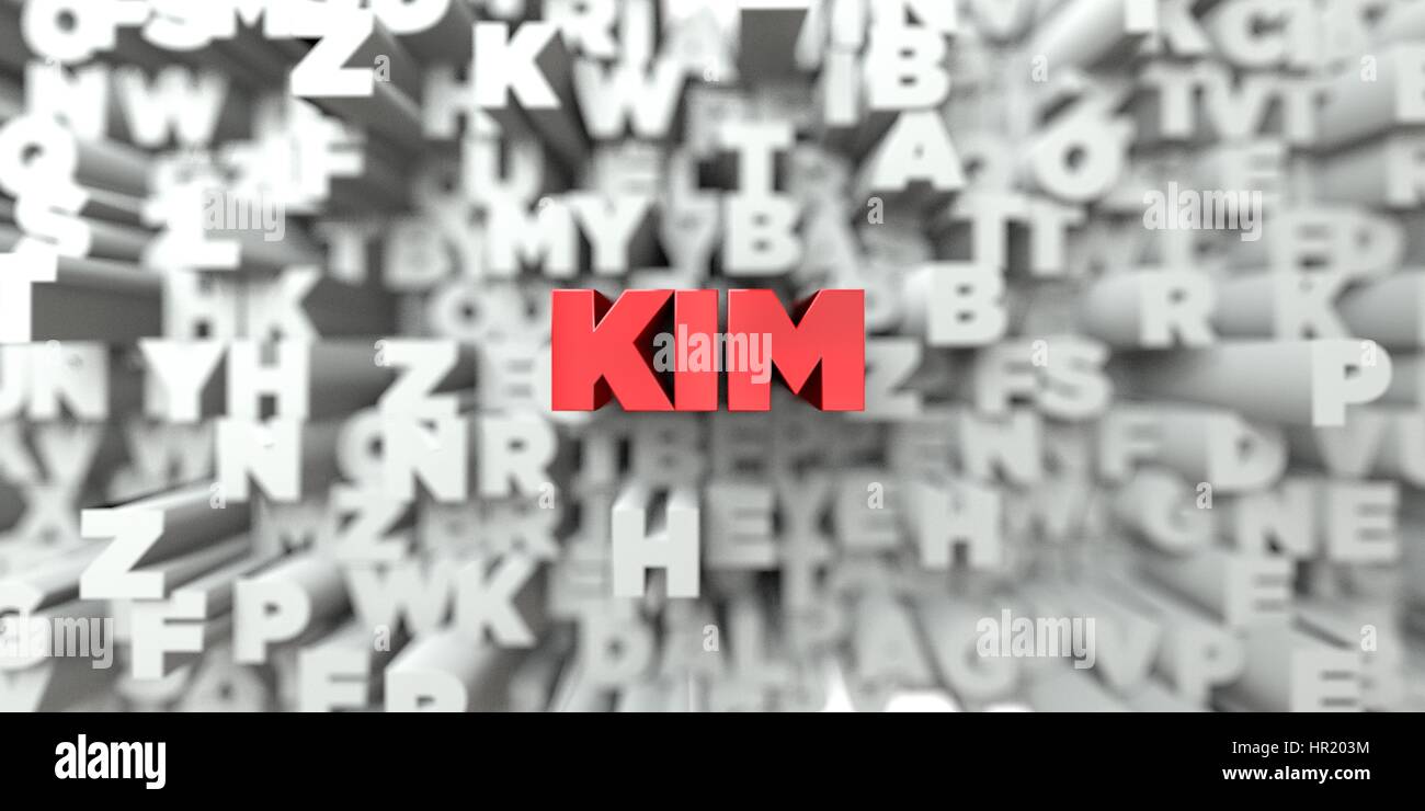 KIM - Red text on typography background - 3D rendered royalty free ...