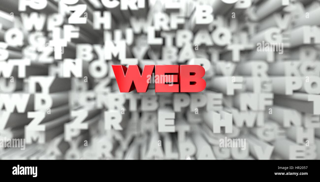 WEB - Red text on typography background - 3D rendered royalty free ...