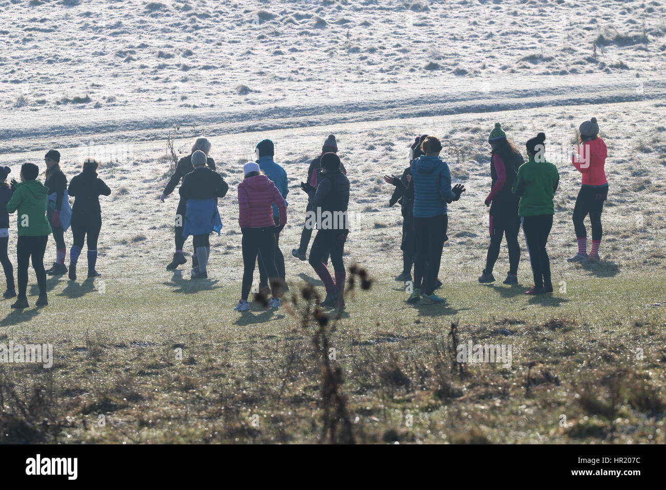 Women Excising up on Wittenham Clumps, UK Stock Photo - Alamy