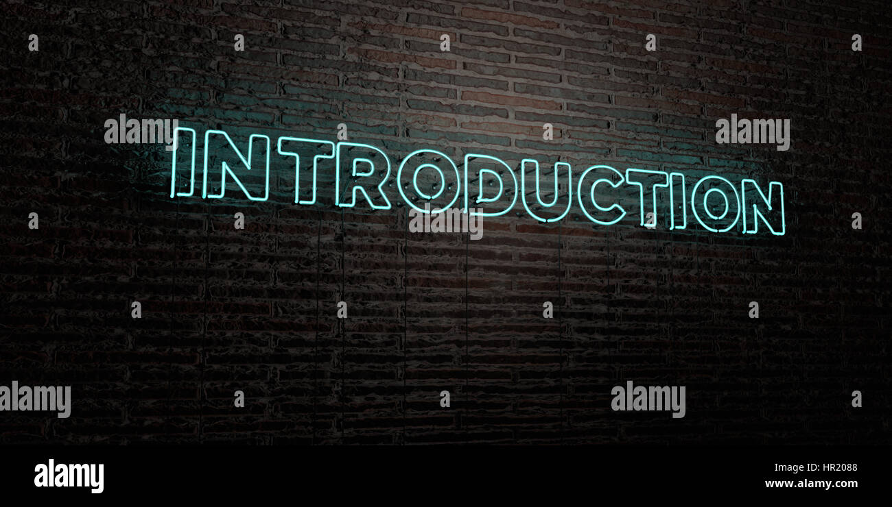 INTRODUCTION -Realistic Neon Sign on Brick Wall background - 3D ...
