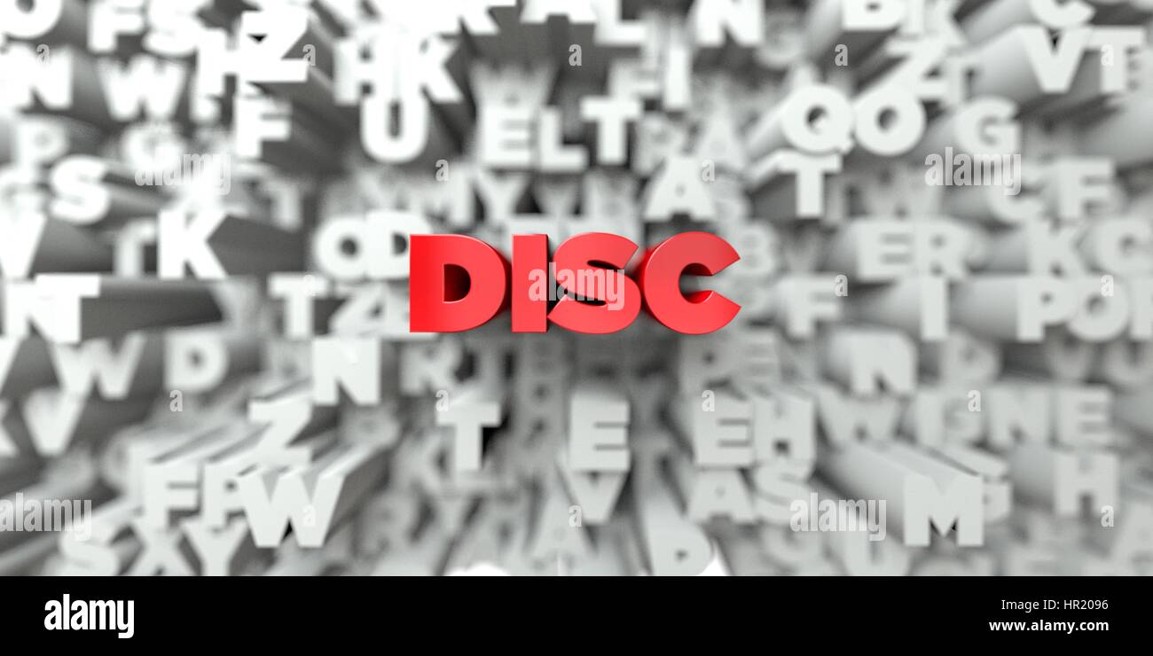 DISC - Red text on typography background - 3D rendered royalty free ...