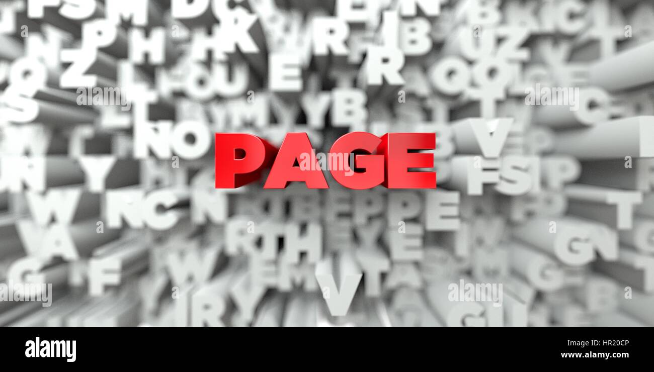 PAGE - Red text on typography background - 3D rendered royalty free ...