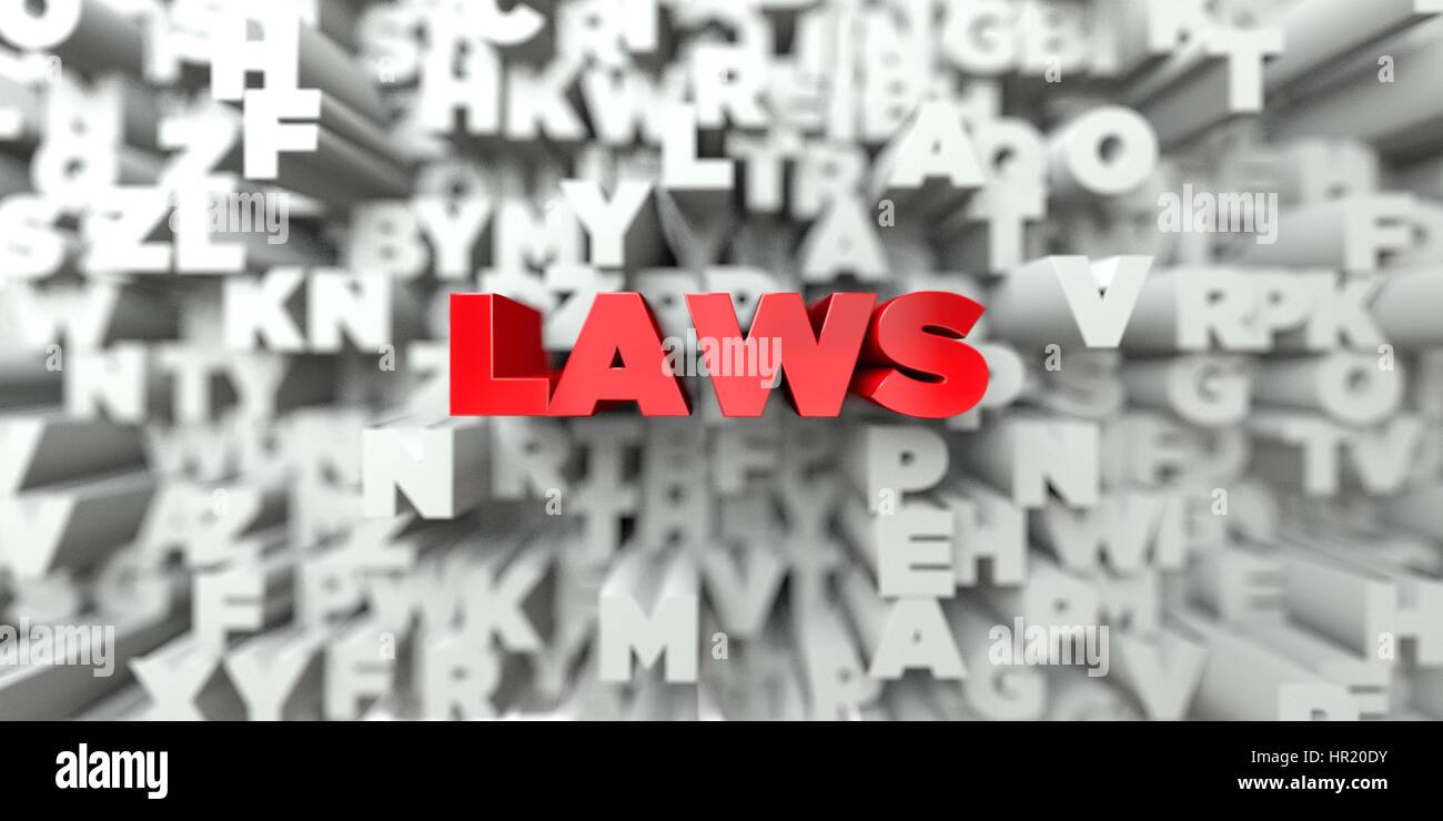 LAWS - Red text on typography background - 3D rendered royalty free ...