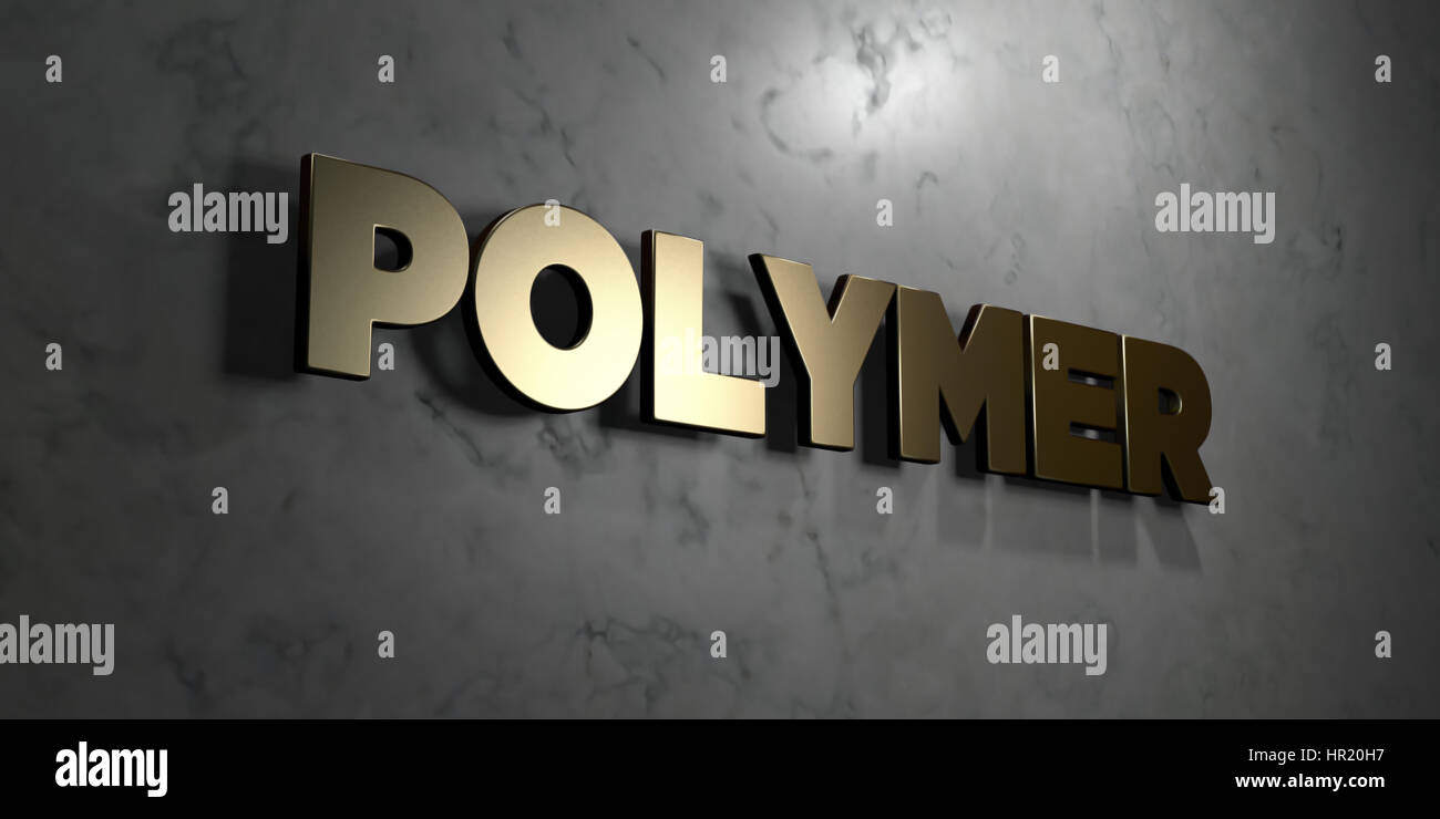Polymer - Gold sign mounted on glossy marble wall - 3D rendered royalty ...