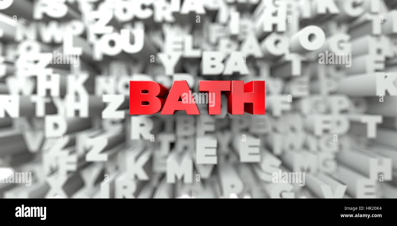 BATH - Red text on typography background - 3D rendered royalty free ...