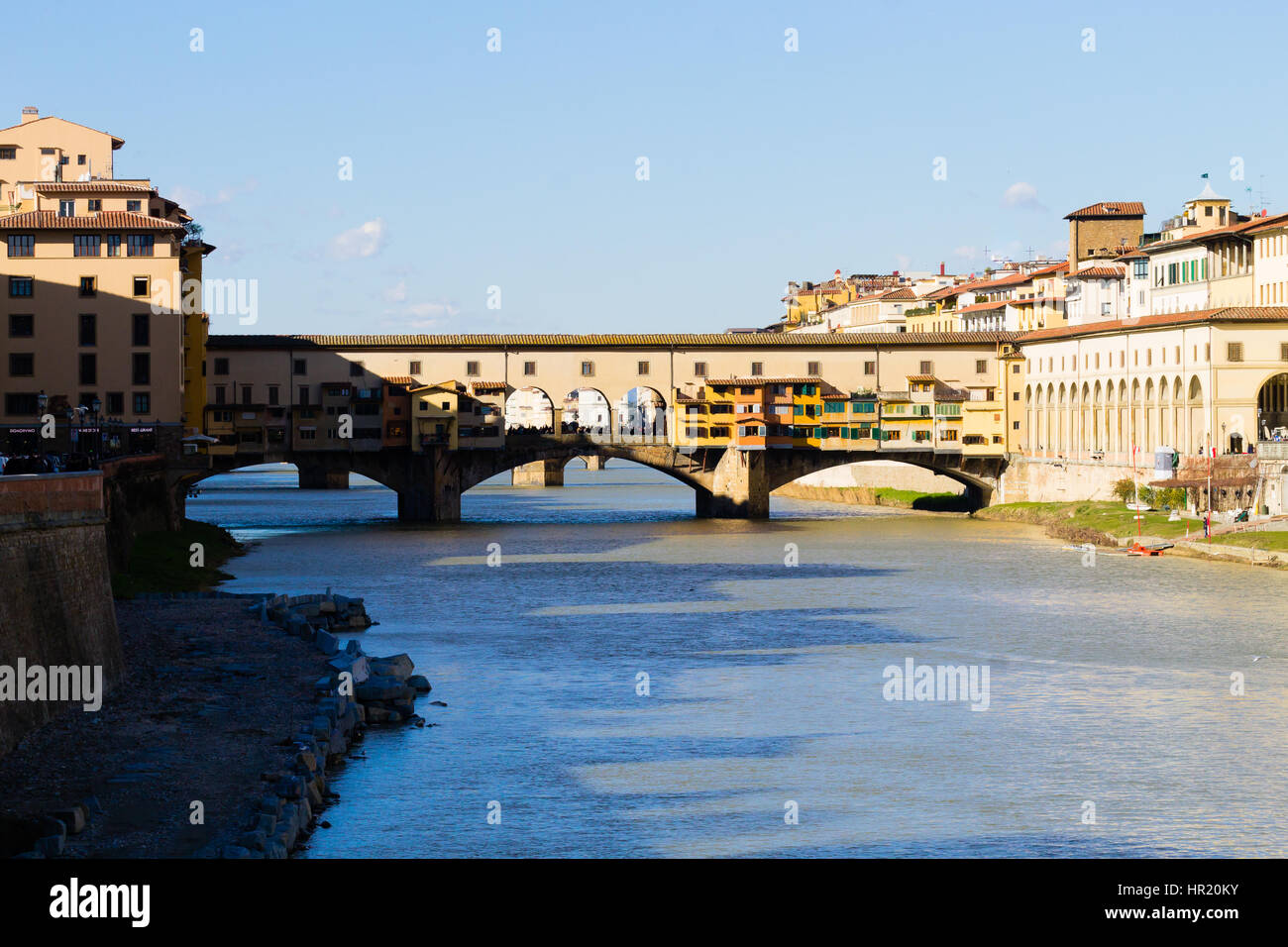 Old Bridge view, Florence, Italy. Italian landmark. Bridge over Arno ...