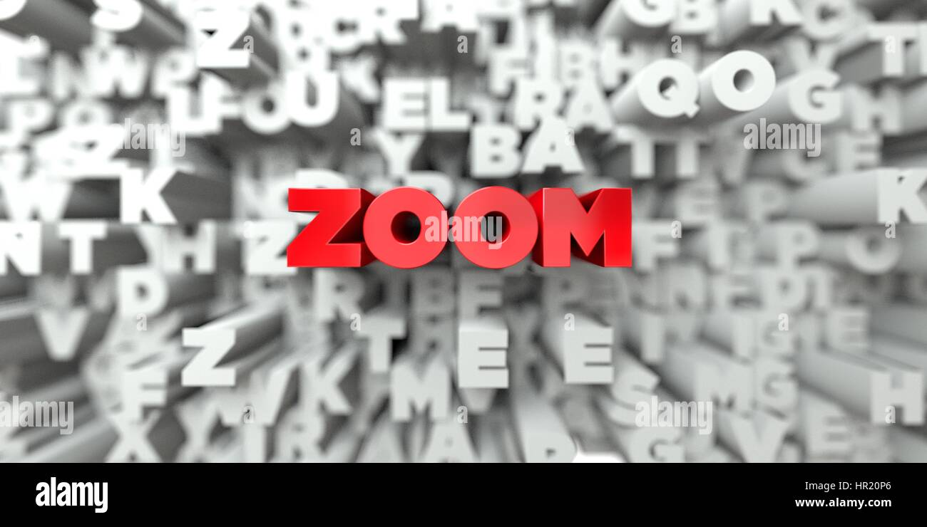 ZOOM - Red text on typography background - 3D rendered royalty free ...