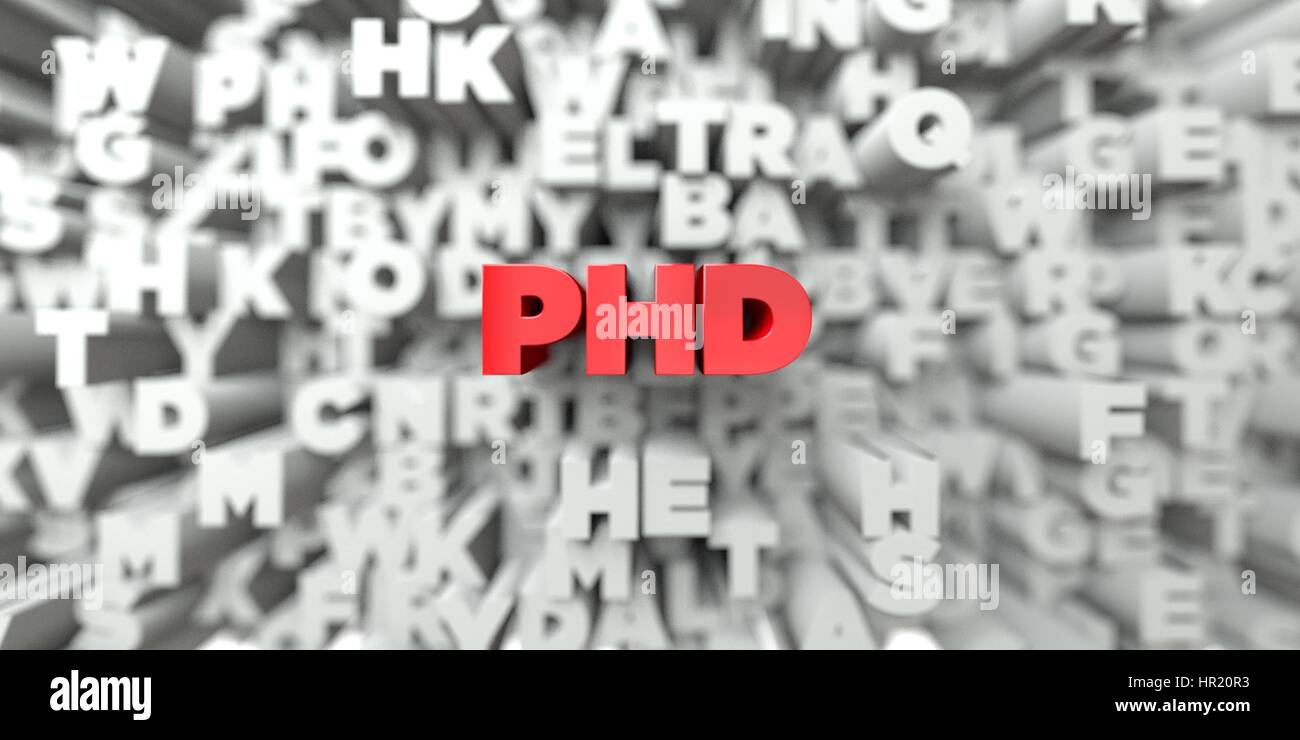 PHD - Red text on typography background - 3D rendered royalty free ...
