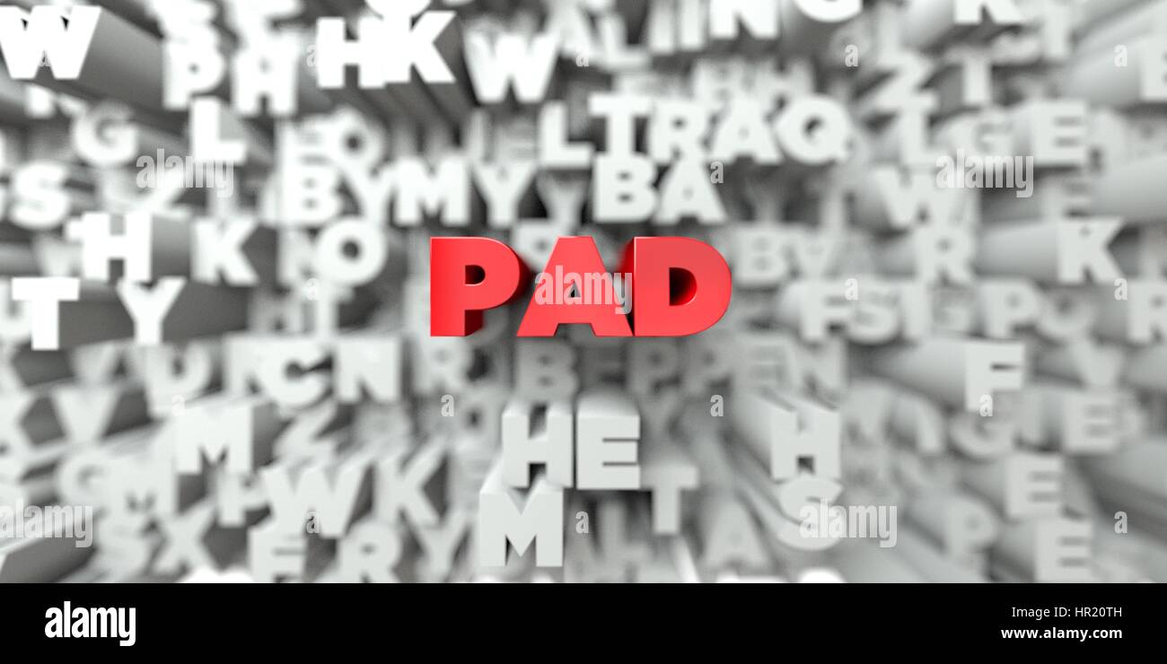 PAD - Red text on typography background - 3D rendered royalty free ...