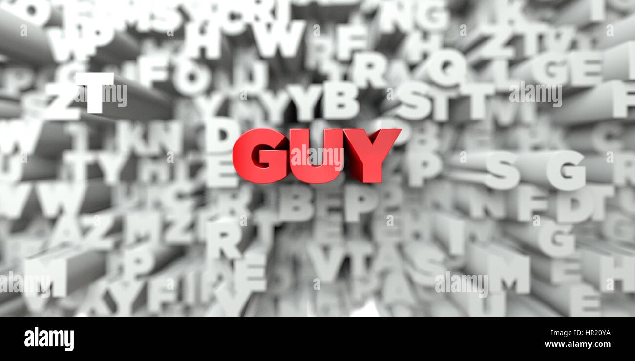 GUY - Red text on typography background - 3D rendered royalty free ...