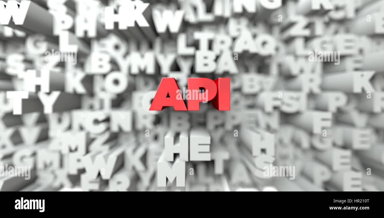 API - Red text on typography background - 3D rendered royalty free ...