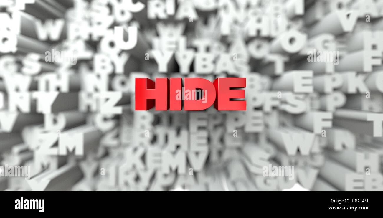 HIDE - Red text on typography background - 3D rendered royalty free ...