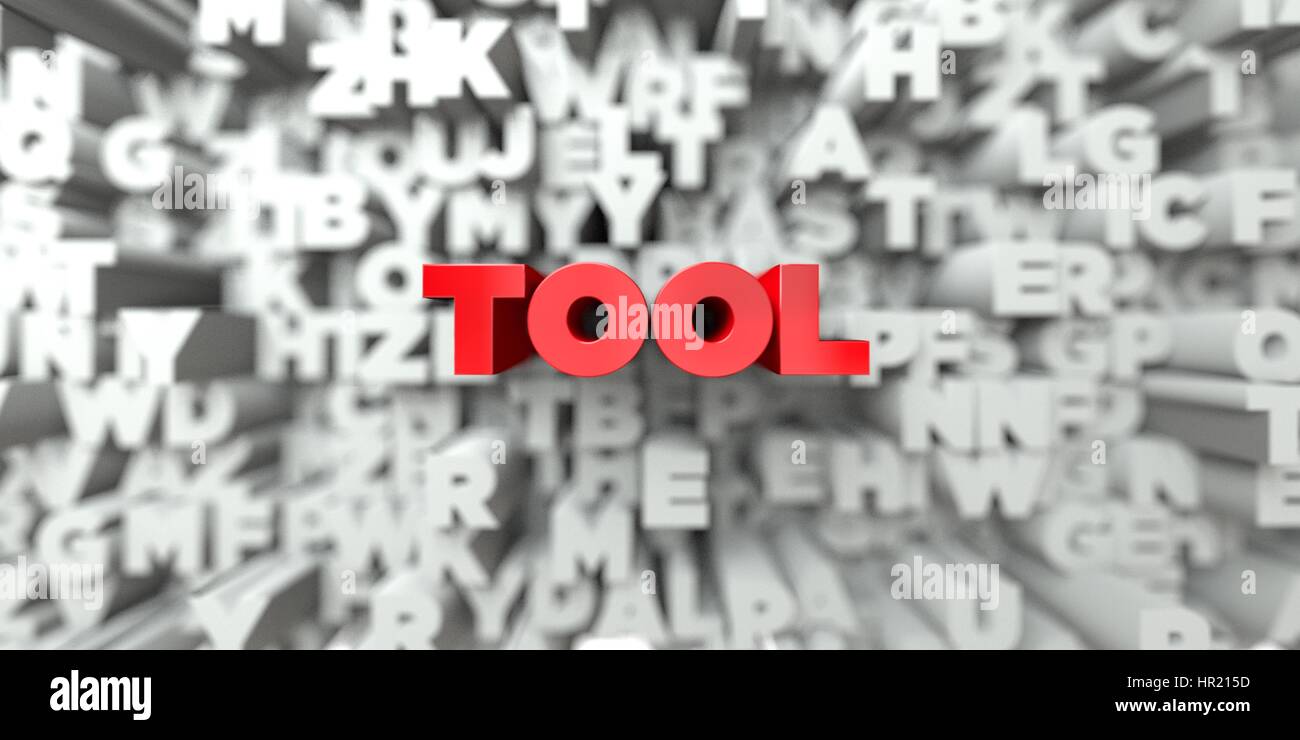TOOL - Red text on typography background - 3D rendered royalty free ...