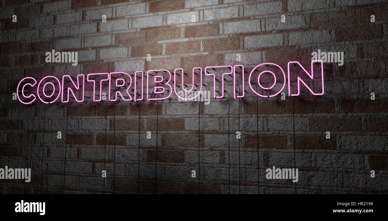 CONTRIBUTION - Glowing Neon Sign on stonework wall - 3D rendered ...