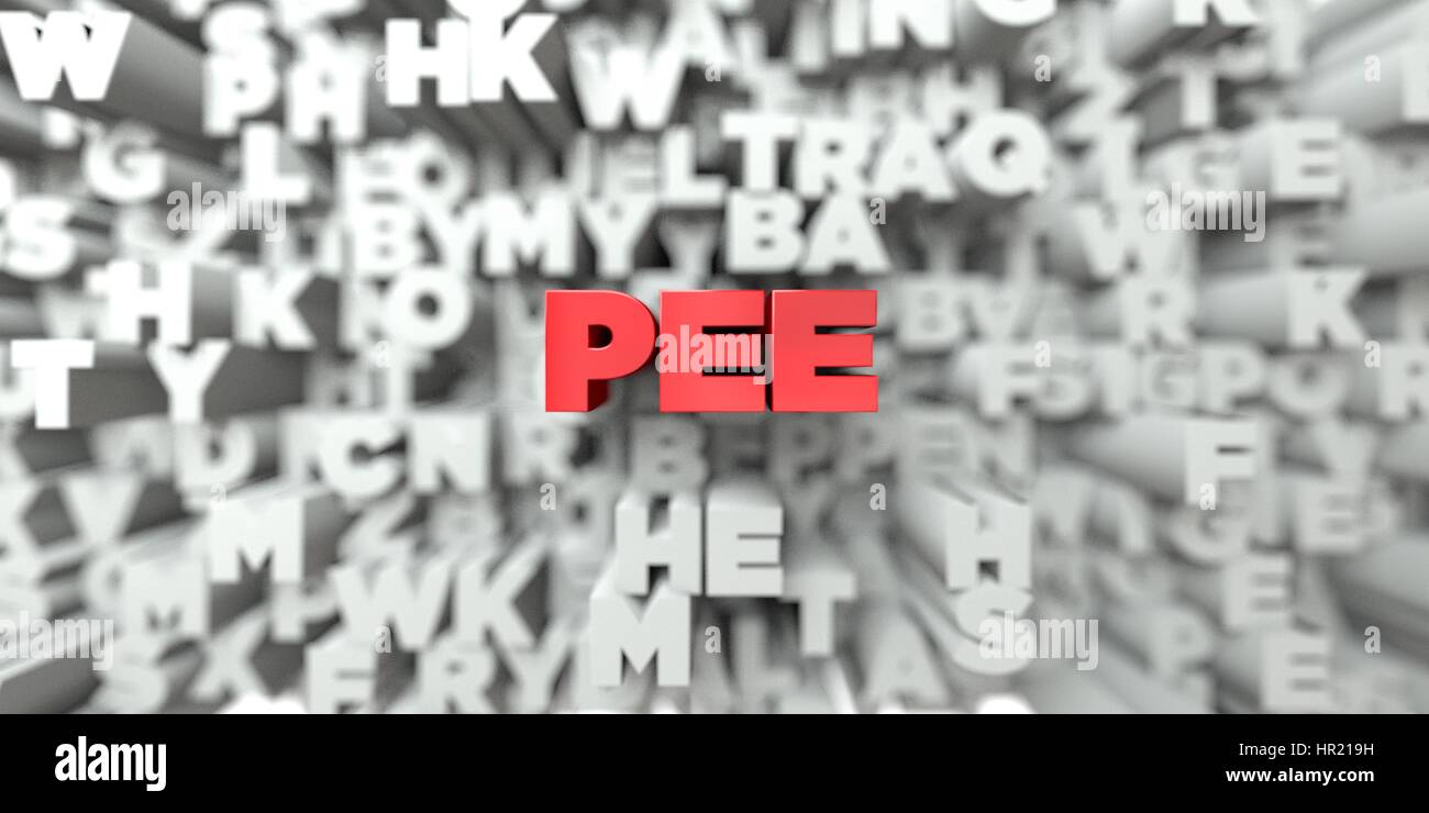PEE - Red text on typography background - 3D rendered royalty free ...