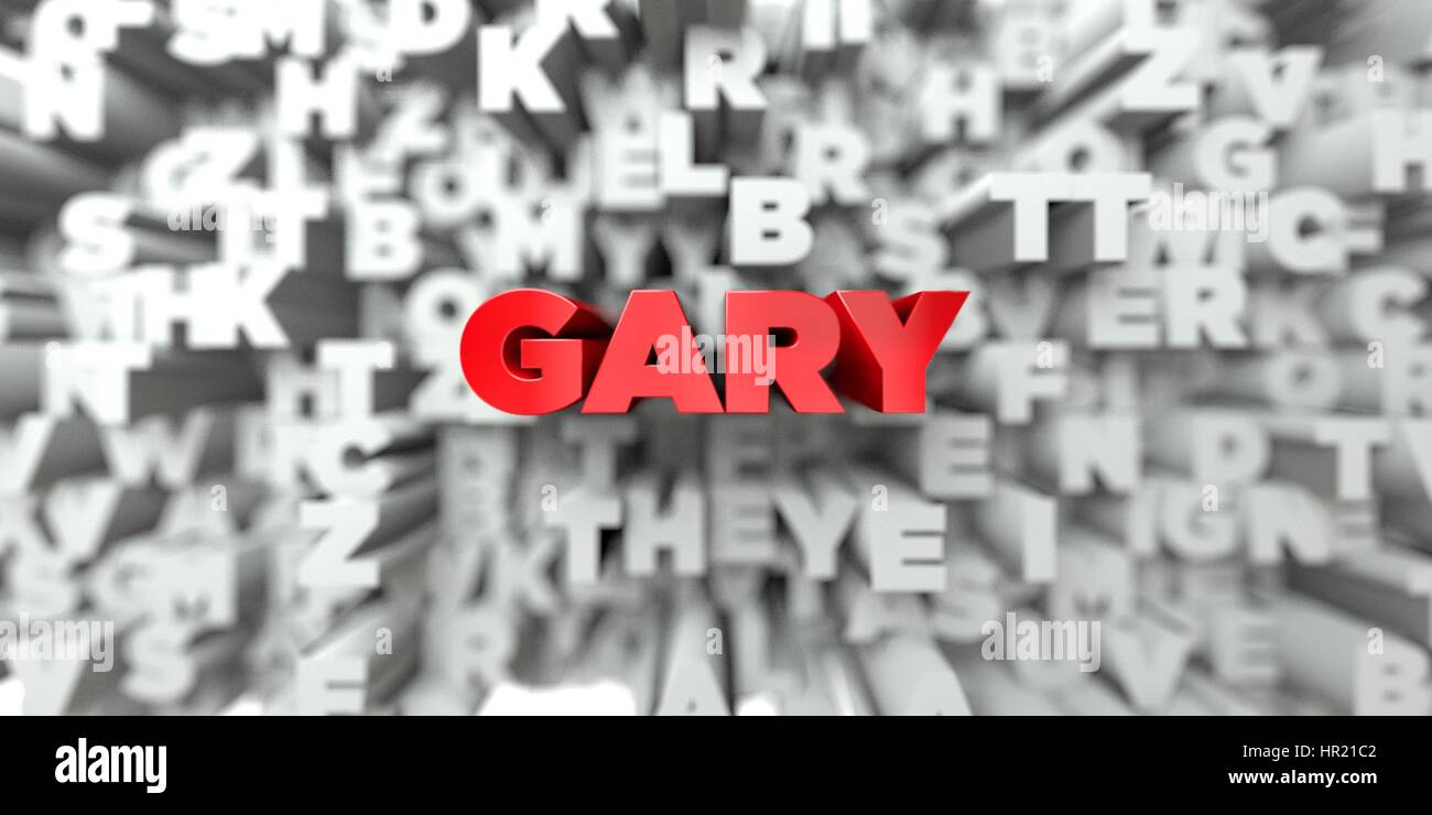 GARY - Red text on typography background - 3D rendered royalty free ...