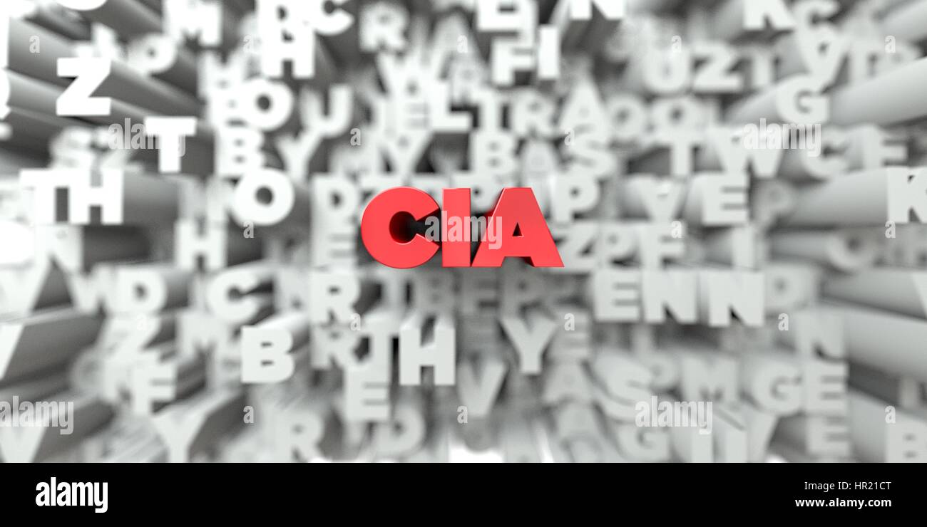 CIA - Red text on typography background - 3D rendered royalty free ...