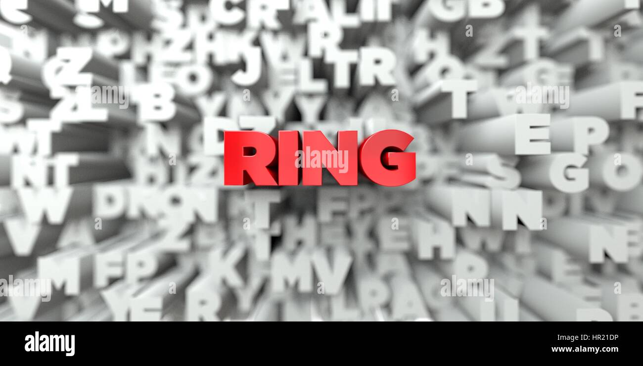 RING - Red text on typography background - 3D rendered royalty free ...