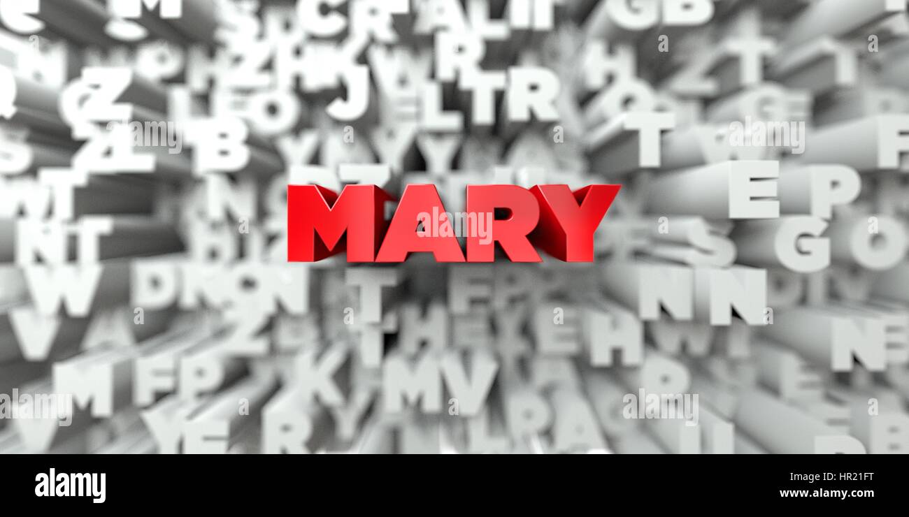 MARY - Red text on typography background - 3D rendered royalty free ...