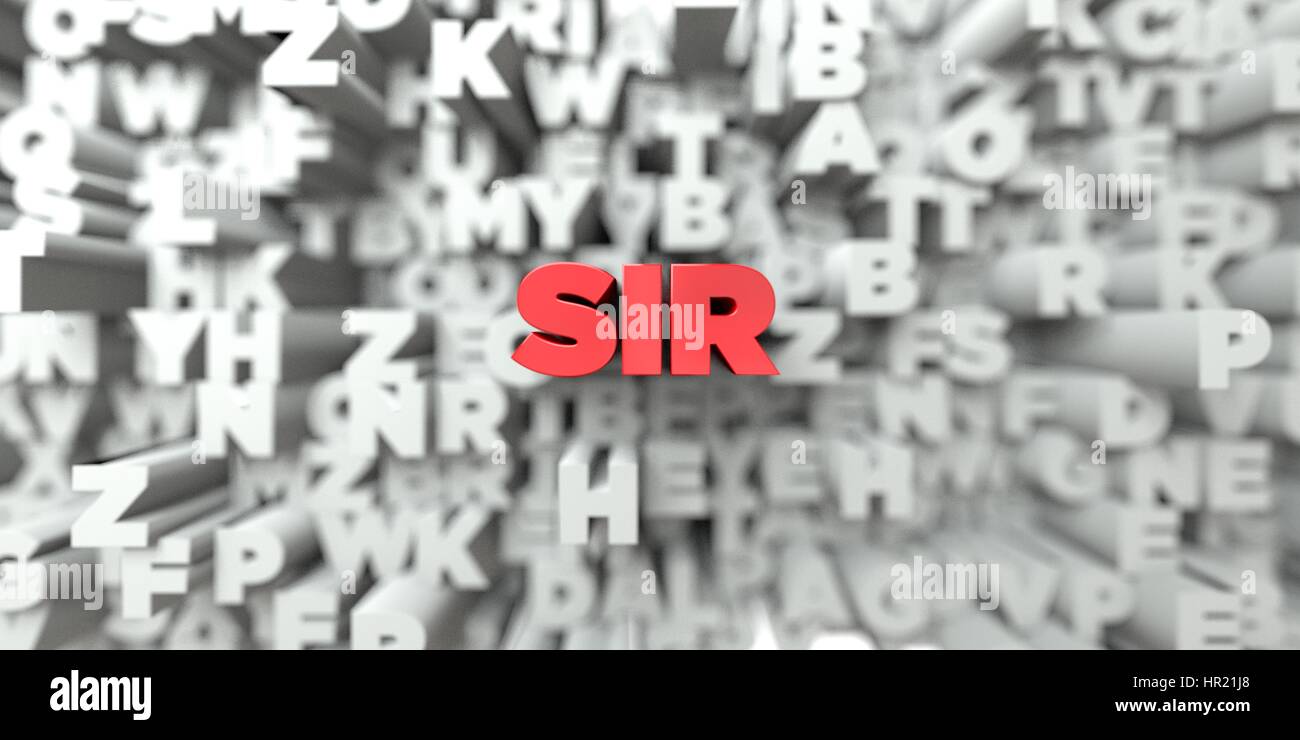 SIR - Red text on typography background - 3D rendered royalty free ...