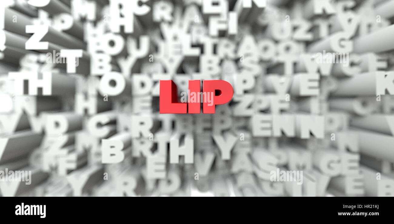 LIP - Red text on typography background - 3D rendered royalty free ...