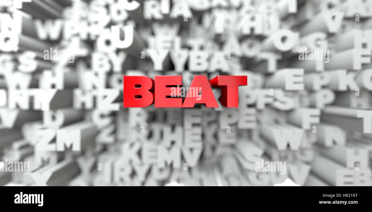 BEAT - Red text on typography background - 3D rendered royalty free ...